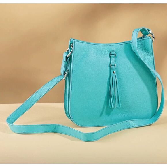 Ili | Bags | Ili New York Turquoise Genuine Leather Tassel Rfid Block ...